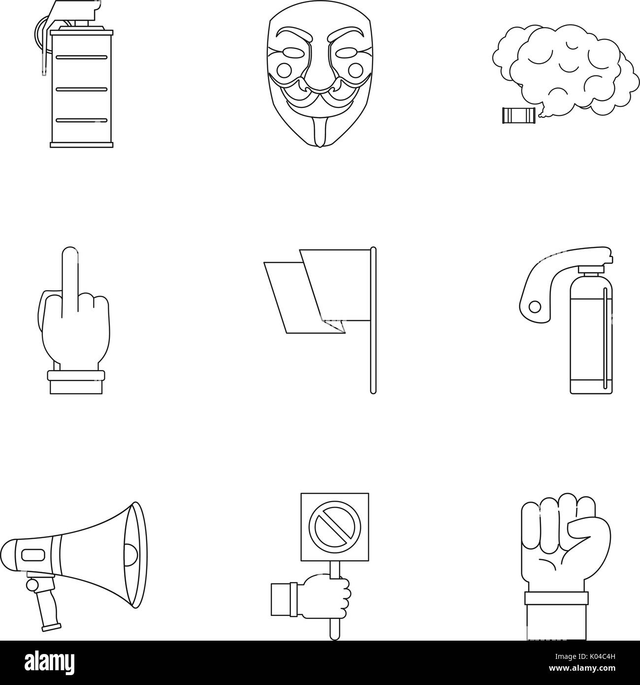 Revolt aggression icon set, outline style Stock Vector Image & Art - Alamy
