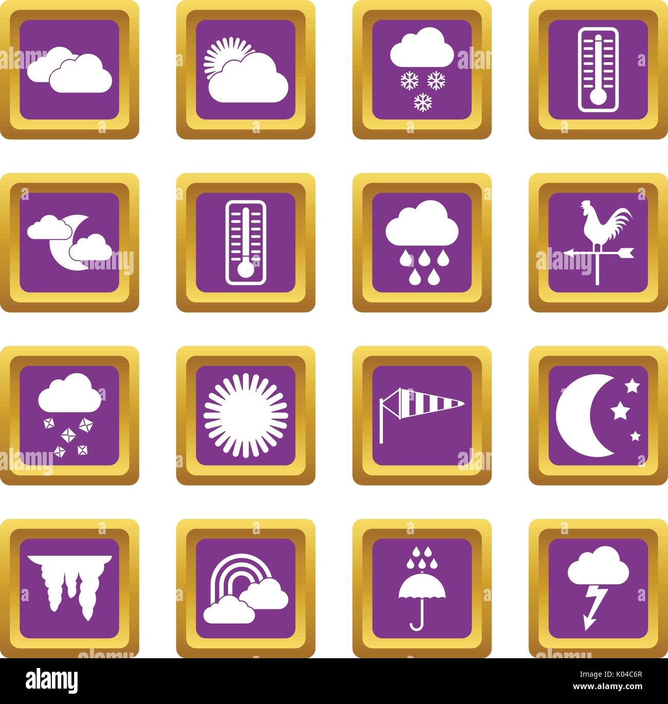 Weather icons set purple Stock Vector Image & Art - Alamy