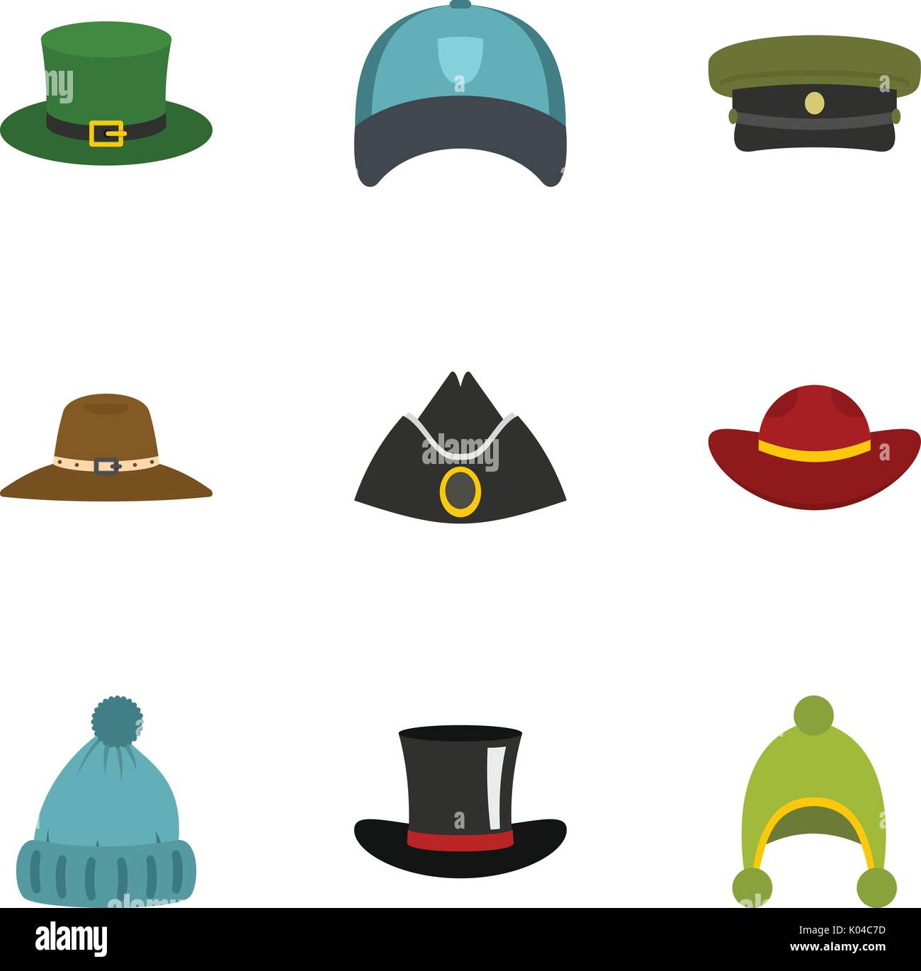 Hat wear icon set, flat style Stock Vector Image & Art - Alamy