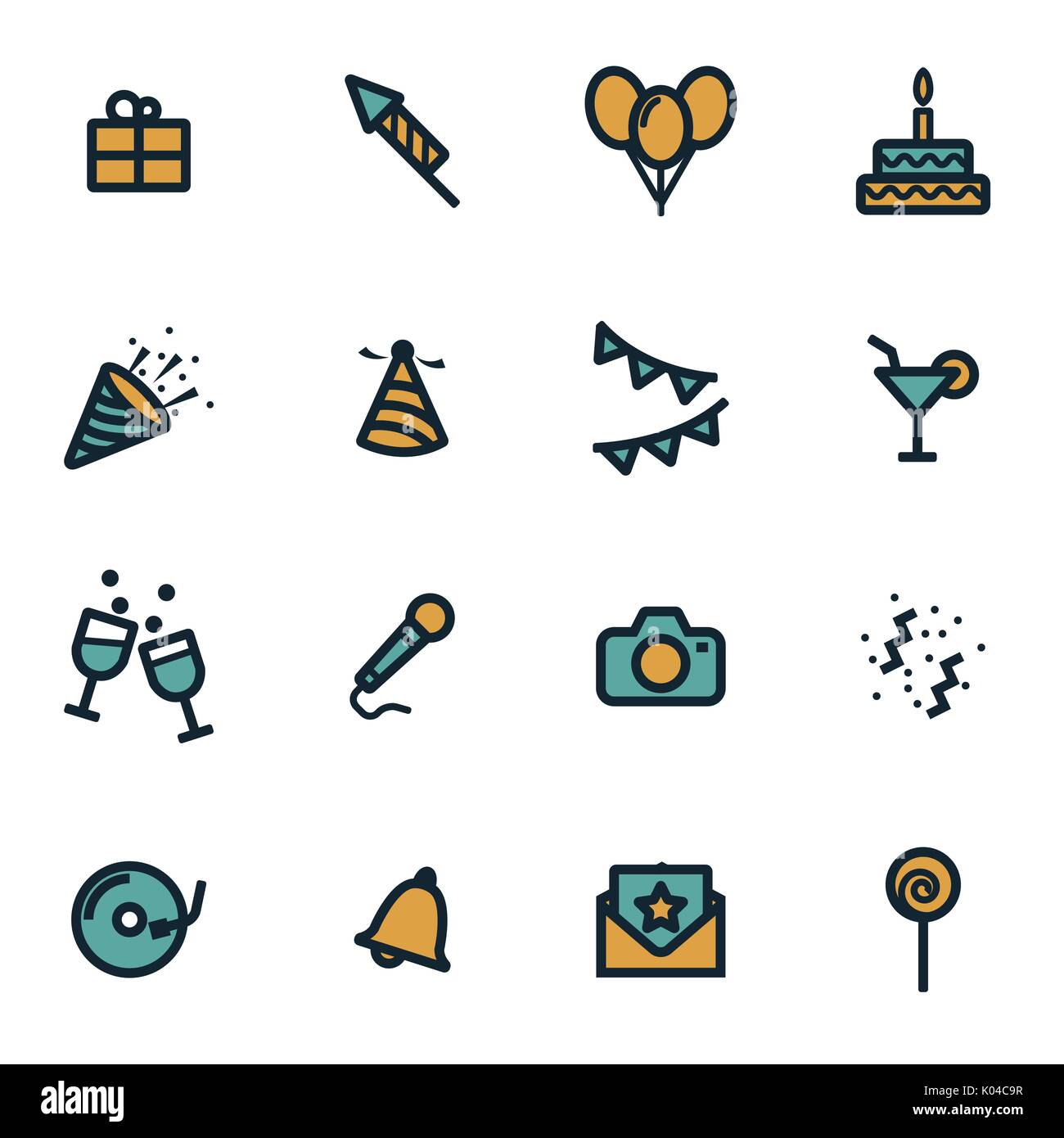 Vector flat birthday icons set Stock Vector Image & Art - Alamy