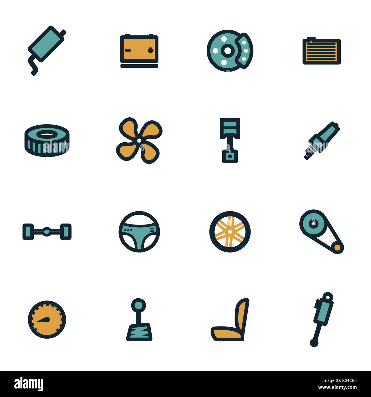 Vector flat car parts icons set Stock Vector Image & Art - Alamy