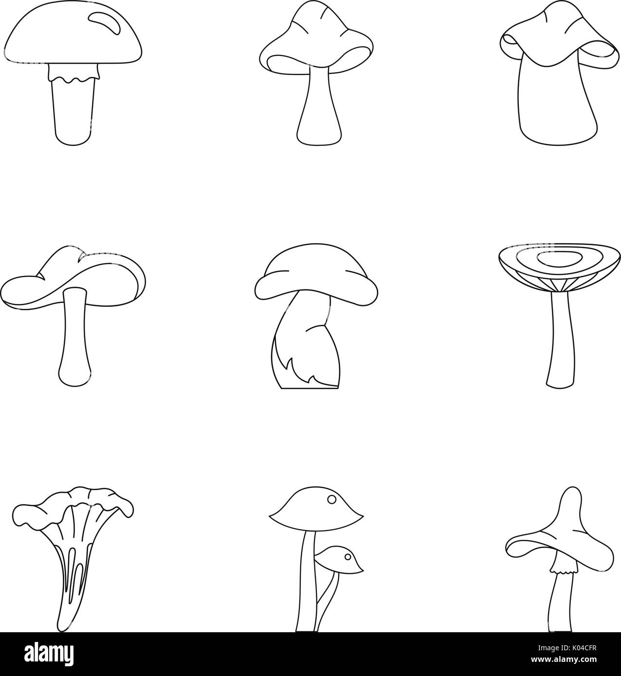 Autumn mushroom icon set, outline style Stock Vector Image & Art - Alamy