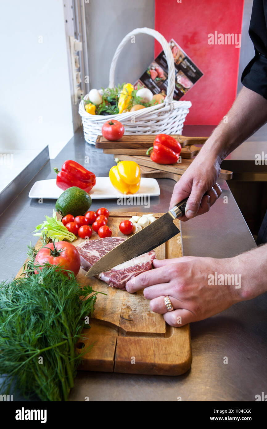 Chef prepares beef meat hi-res stock photography and images - Alamy