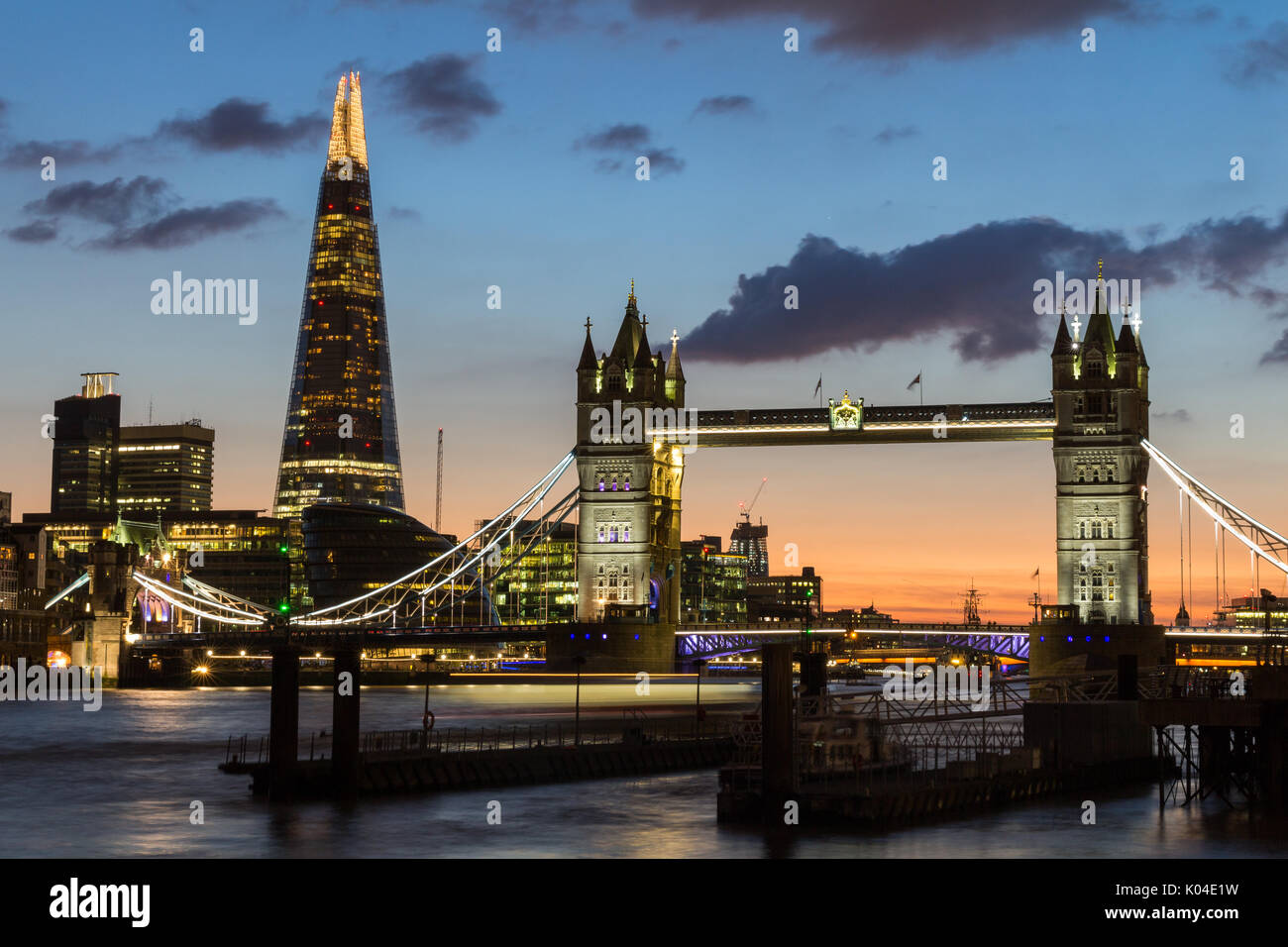 Magnificent view of Tower Bridge, the Shard and the River Thames at ...