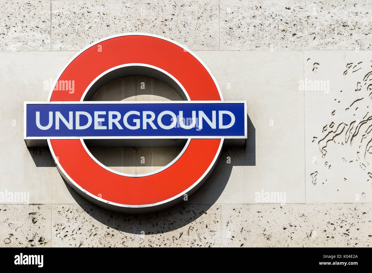 London, England - April 3, 2017: Close up of a traditional station sign ...