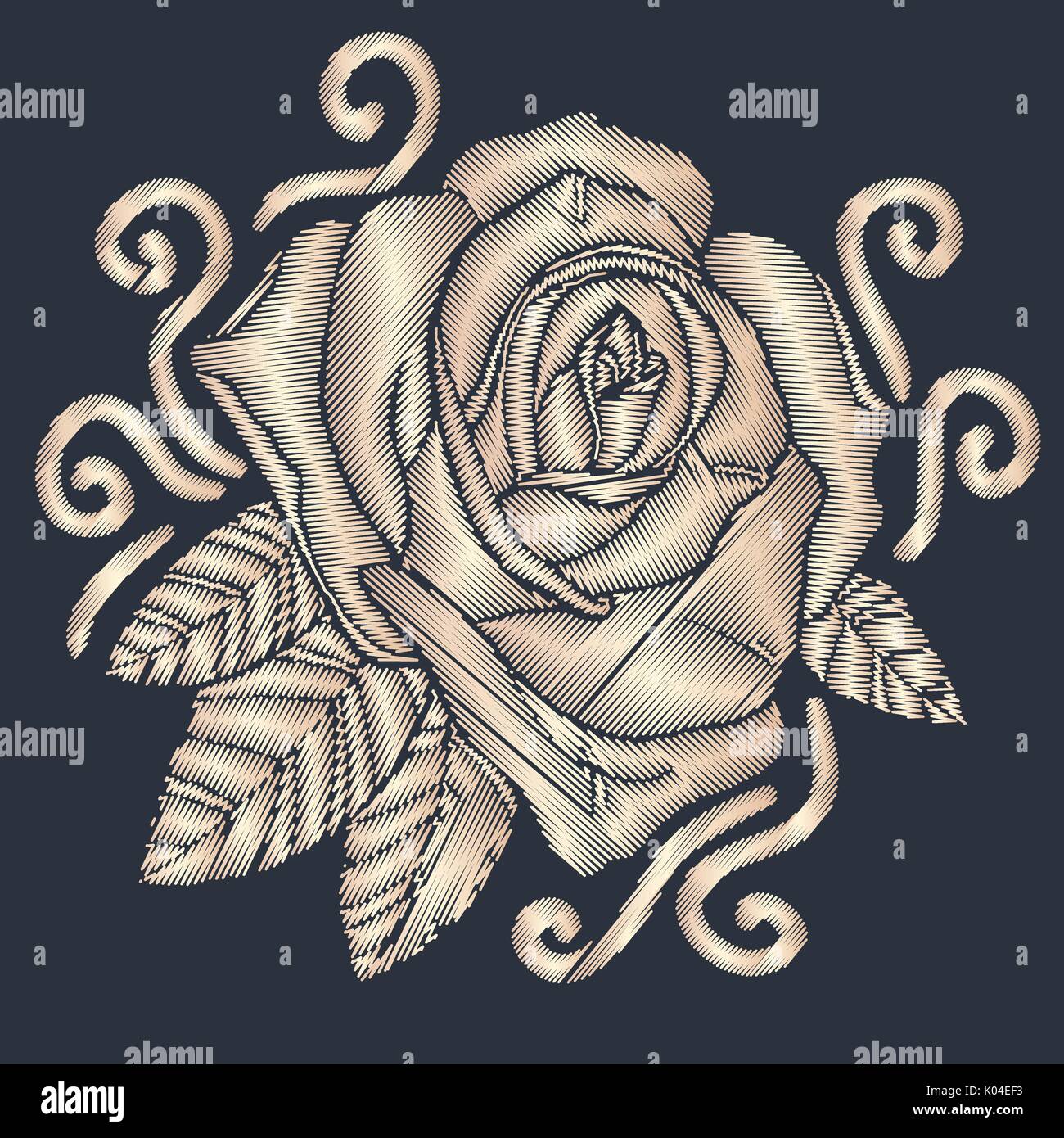 Rose embroidery vector Stock Vector Image & Art - Alamy