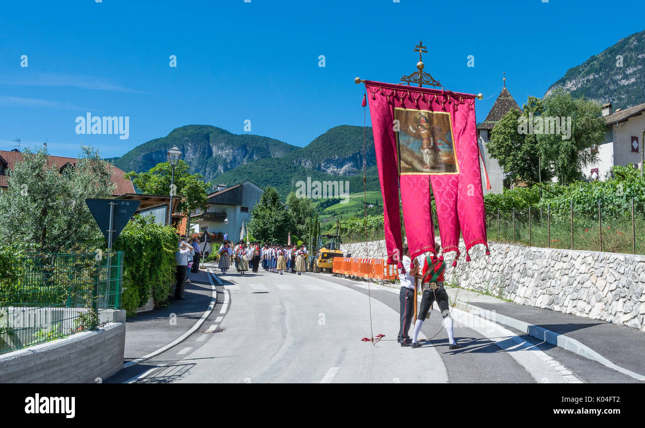 Cortaccia in South Tyrol, Italy, june 26, 2017: Traditional religious ...