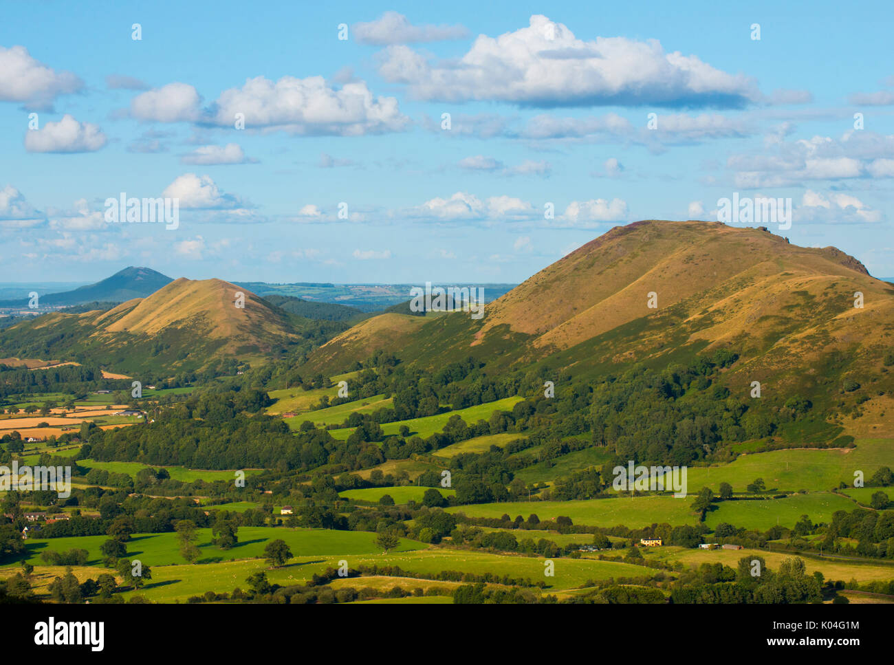 Caer Caradoc, the Lawley and the Wrekin seen from the Long Mynd, Shropshire Stock Photo - Alamy