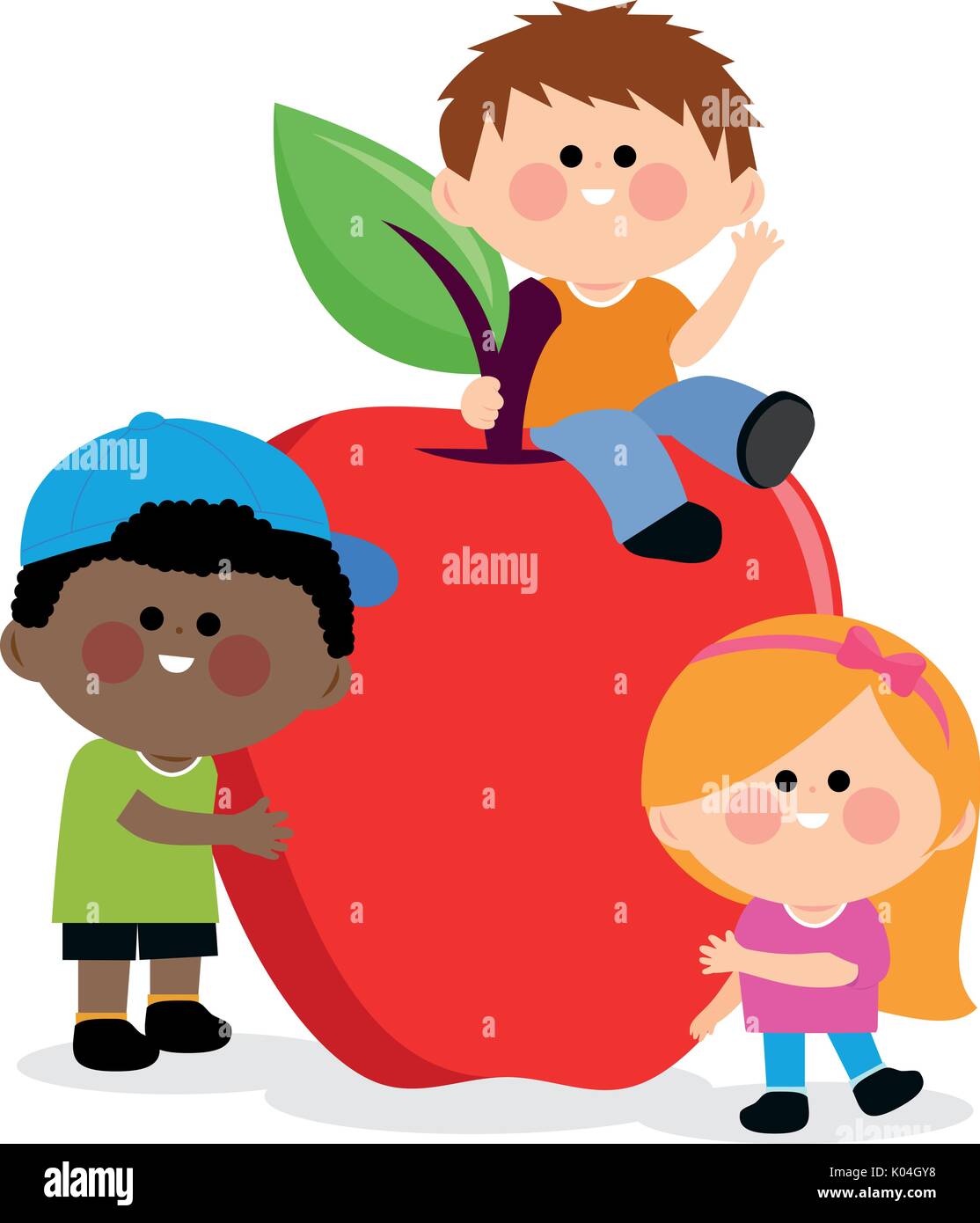 Children and apple. Vector illustration Stock Vector Image & Art - Alamy