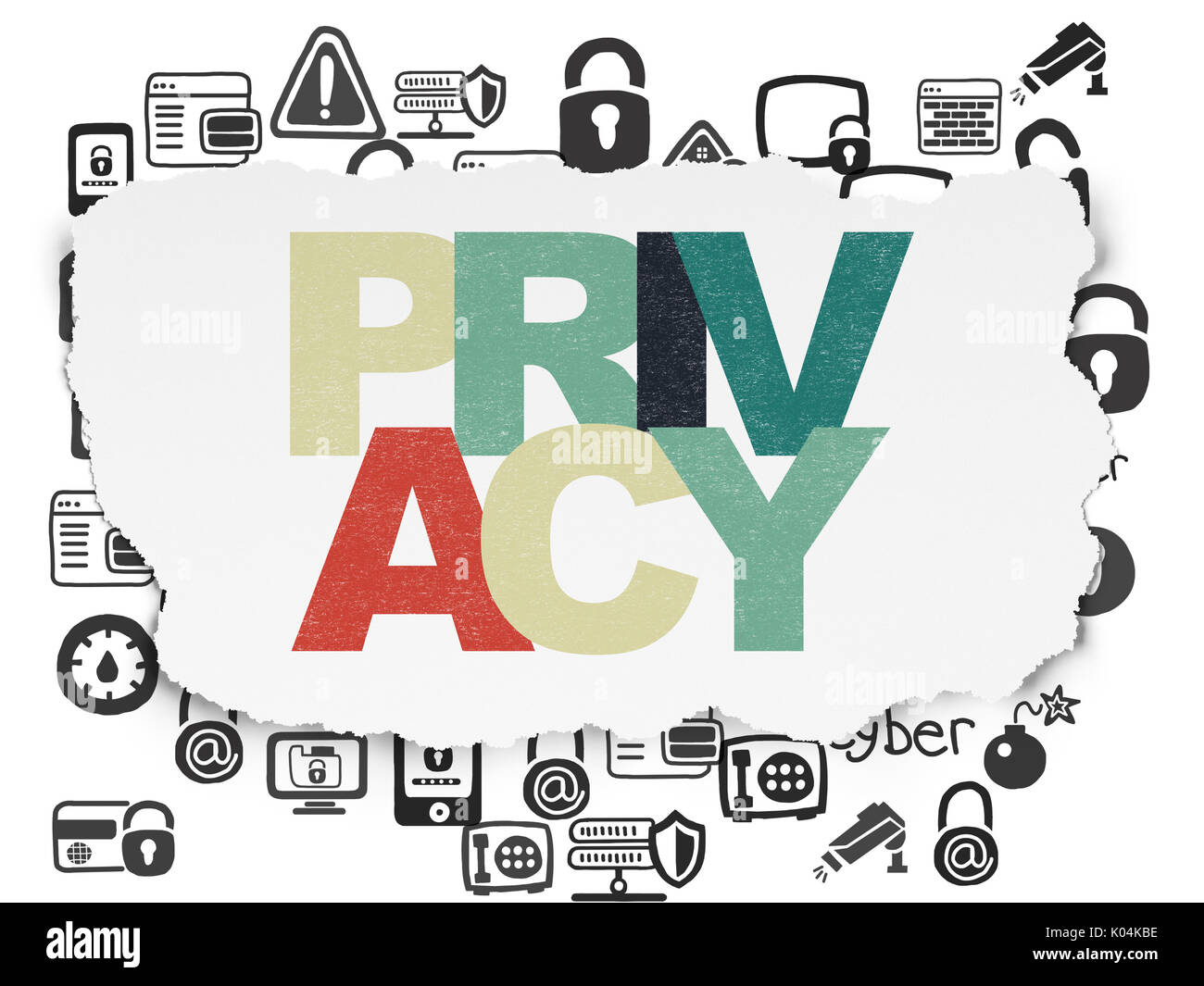 Security concept: Privacy on Torn Paper background Stock Photo - Alamy