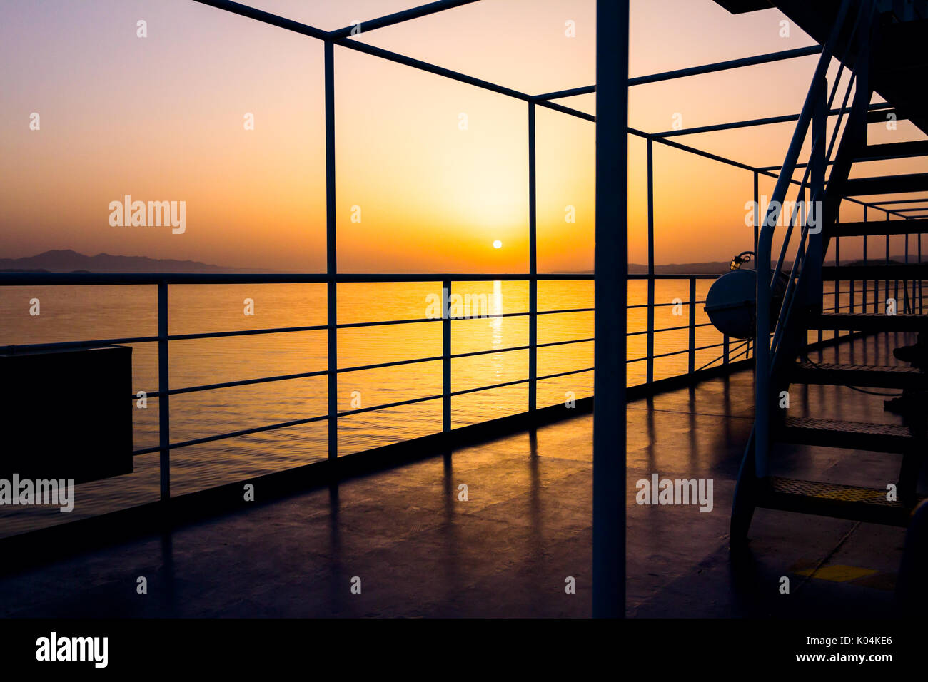 Silhouette view of the canopies girders in a passenger ship with back ...