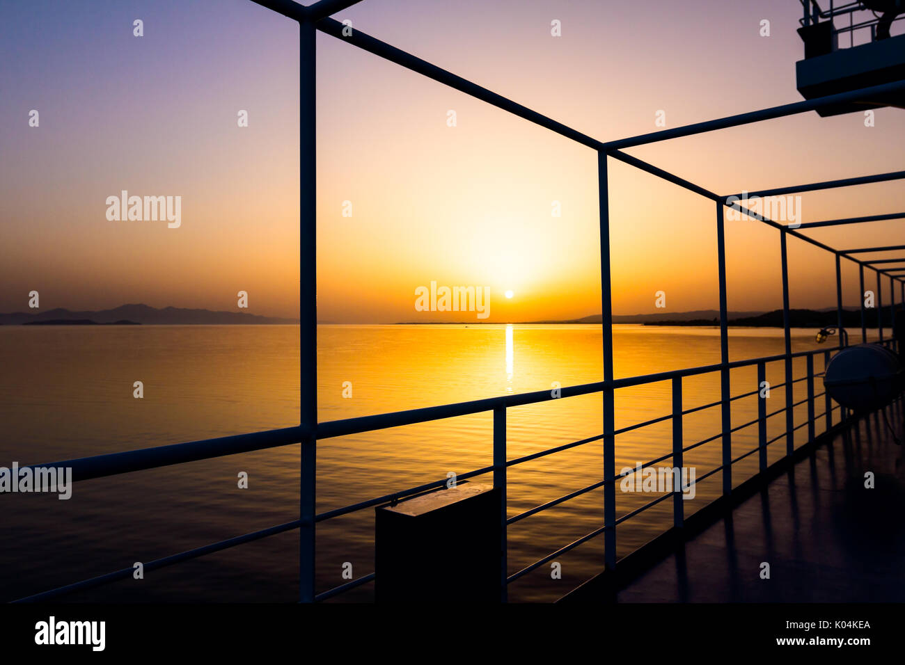 Silhouette view of the canopies girders in a passenger ship with back ...