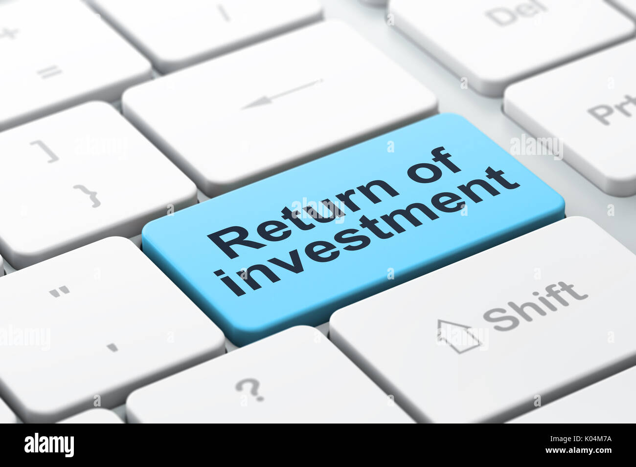 Business concept: Return of Investment on computer keyboard background ...