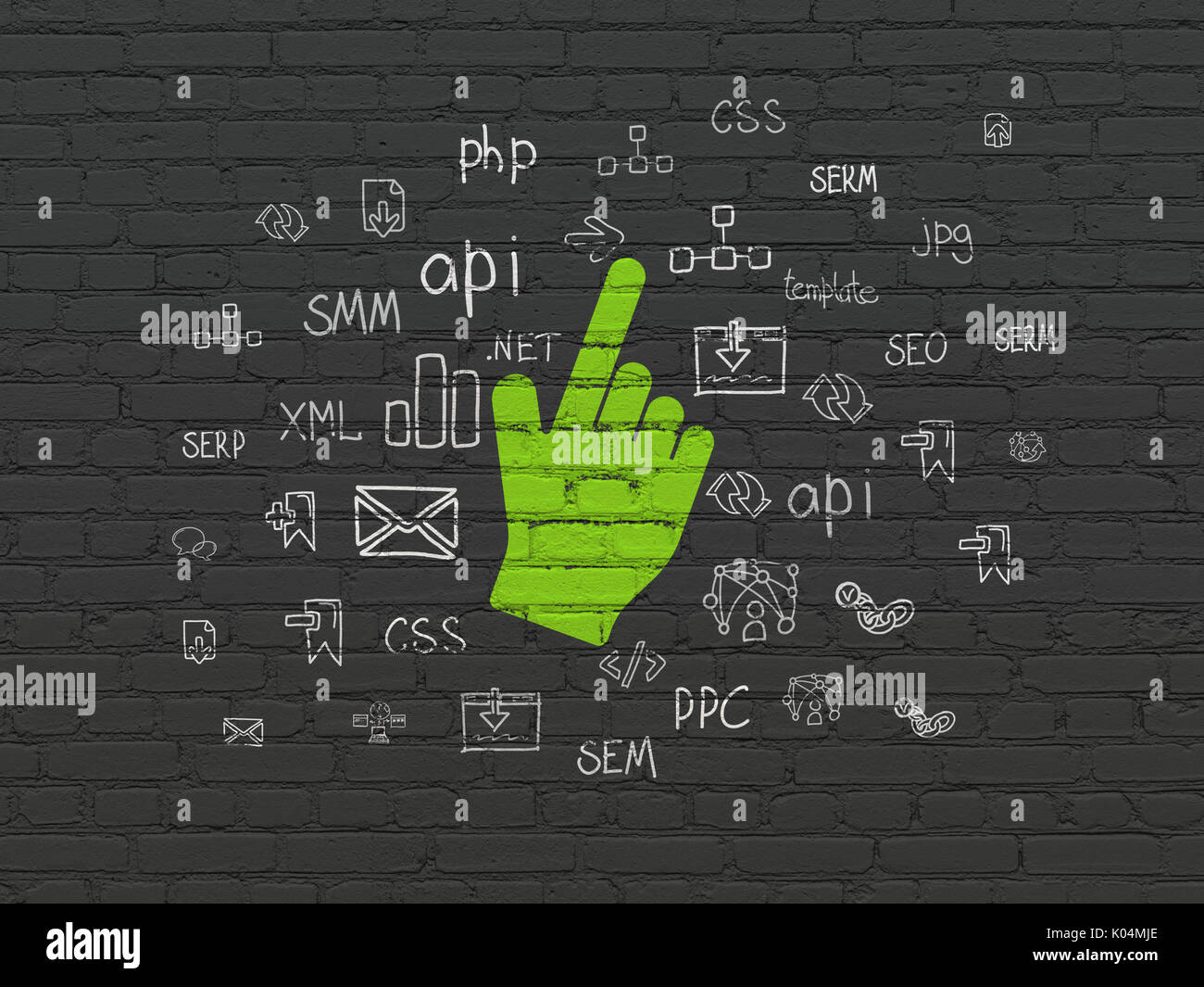 Web design concept: Mouse Cursor on wall background Stock Photo - Alamy