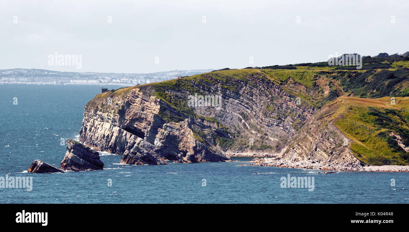Landscape view directly onto Mupe Rocks, ledges and Smuggler’s cave ...