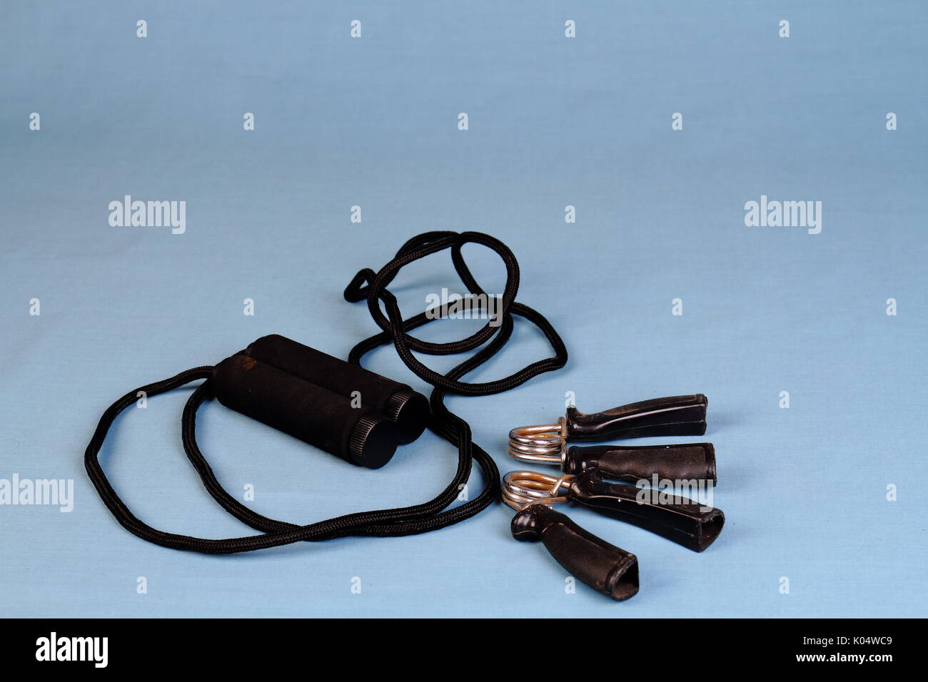 Exercise equipment on a clear background in landscape format with copy ...