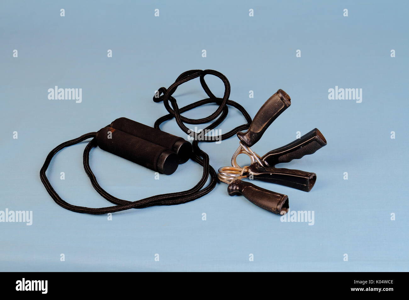 Exercise equipment on a clear background in landscape format with copy ...