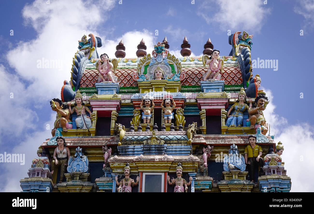 Top of an ancient Hindu temple in Mauritius Island. Mauritius, an ...