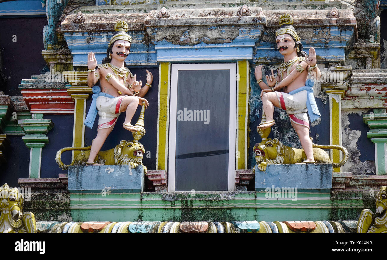 Statues for decoration at an ancient Hindu temple in Mauritius Island ...