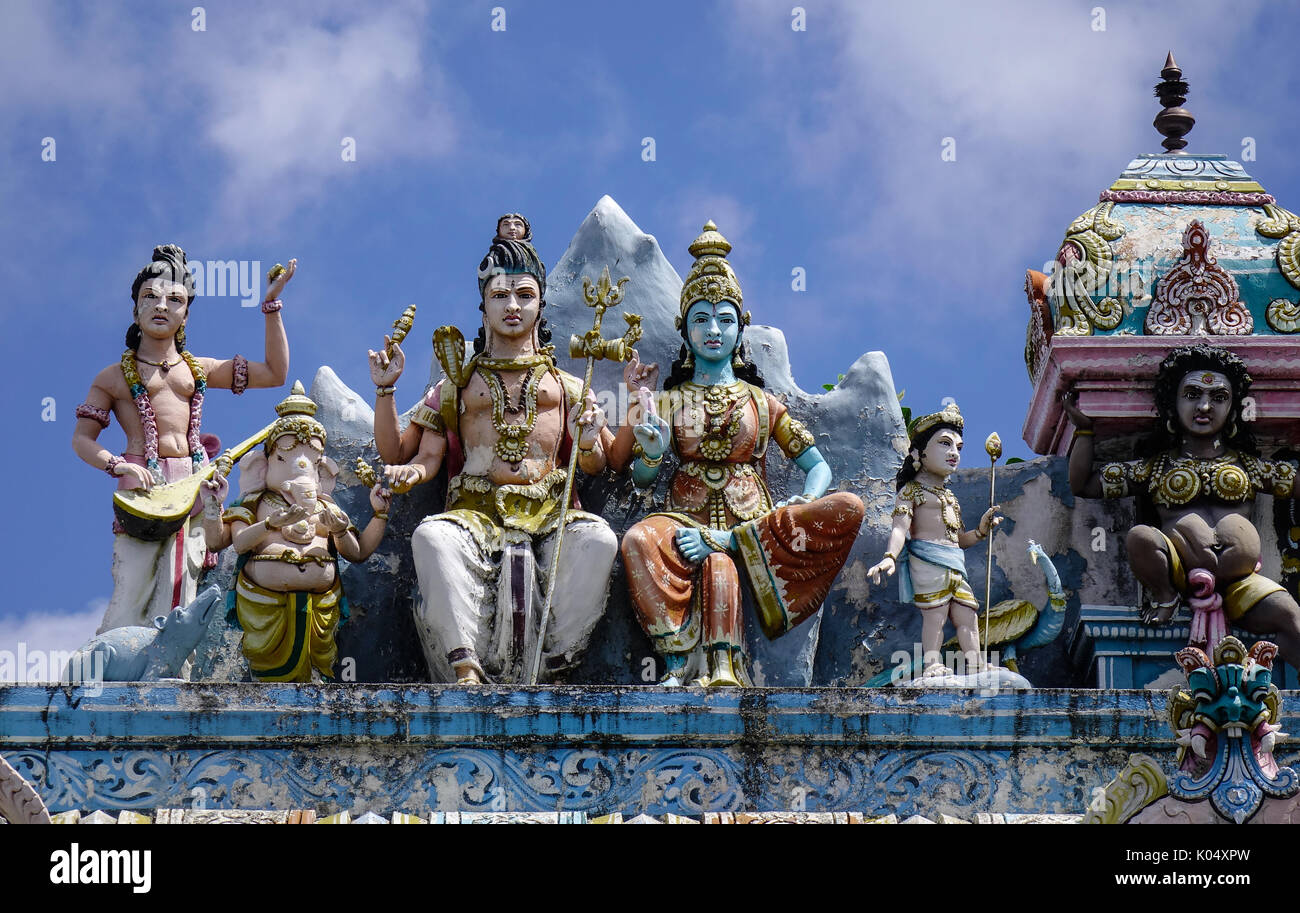 God statue for decoration at an ancient Hindu temple in Mauritius ...