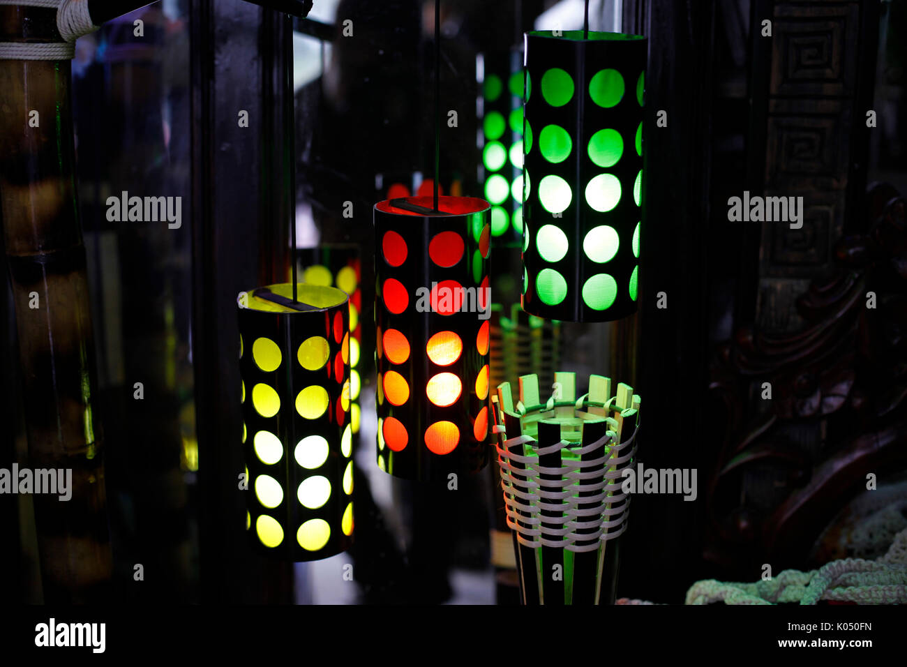 Decorative handicrafts on display at a road-side shop in Dhaka ...