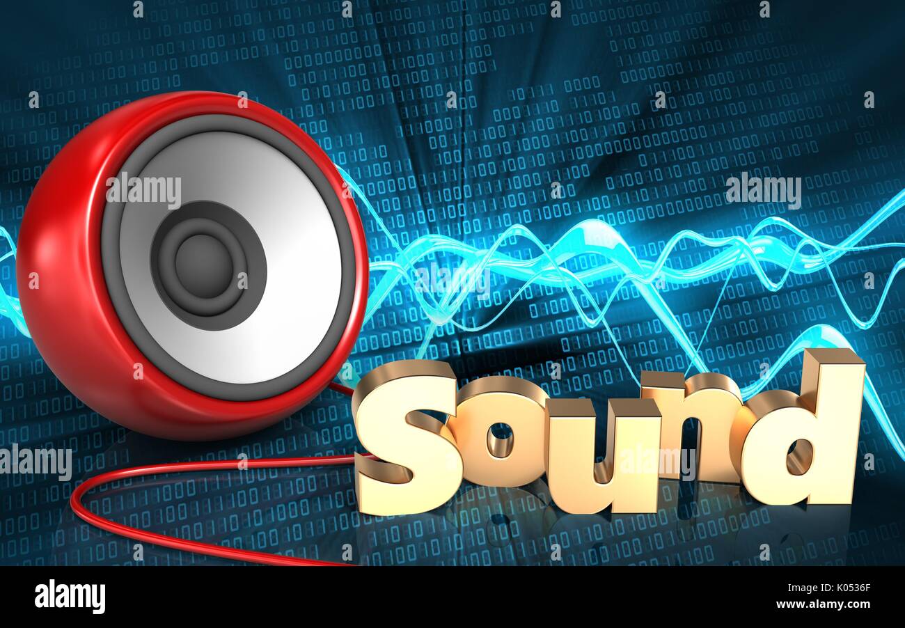 3d illustration of speaker over sound wave digital background with ...