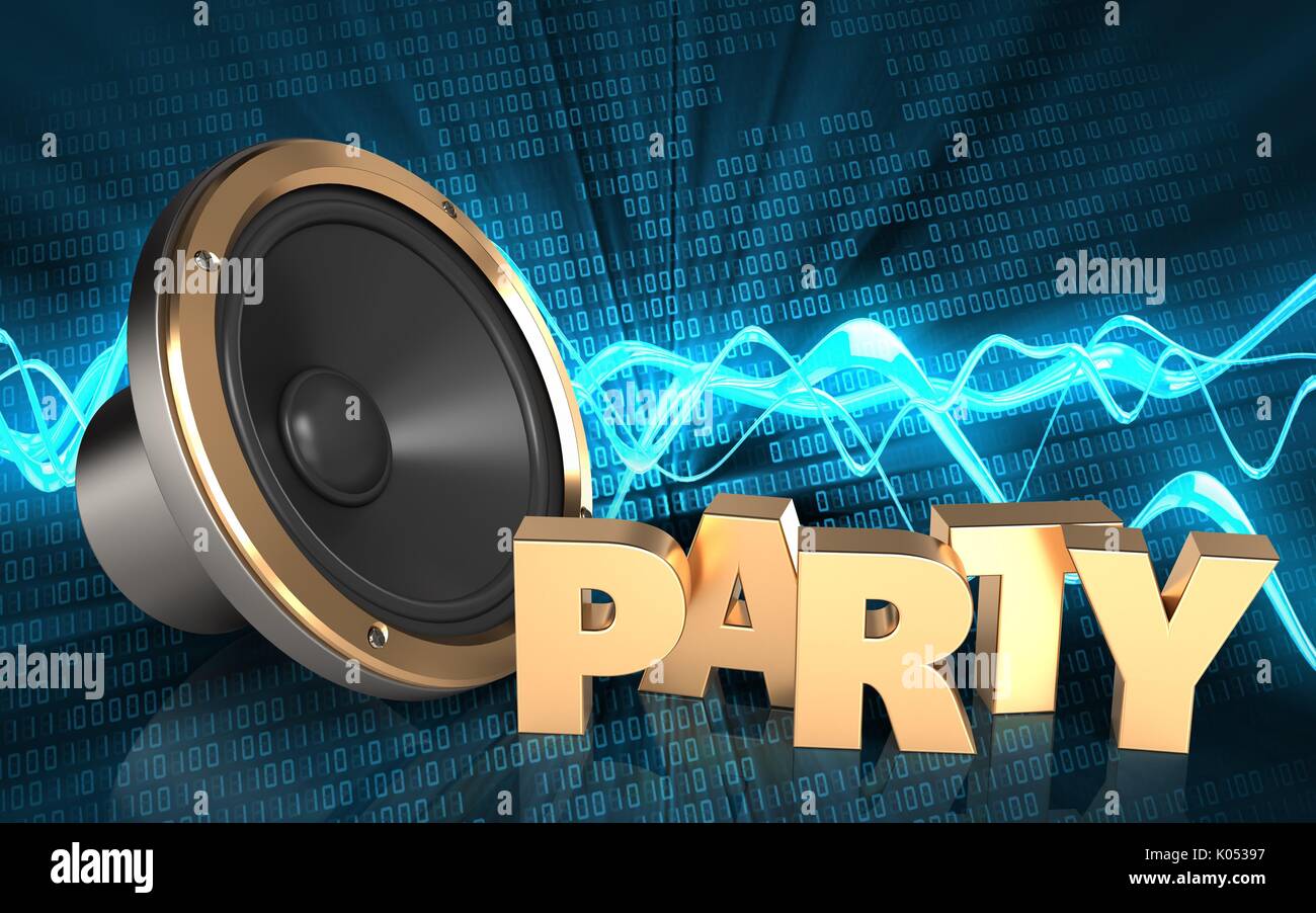 3d illustration of loud speaker over sound wave digital background with ...