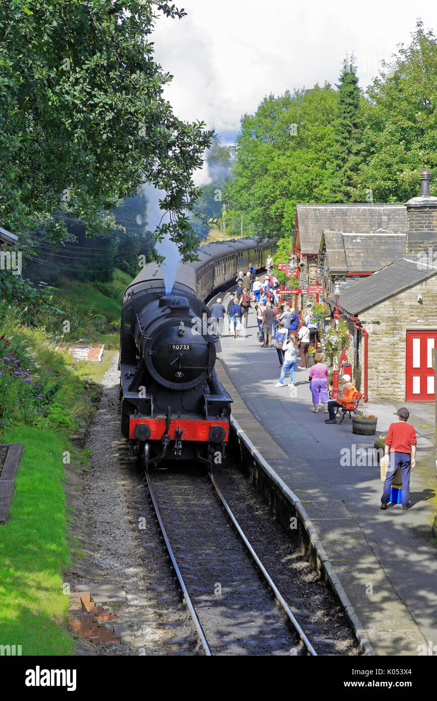 Steam Locomotive 90733 at Haworth Railway Station, Keighley and Worth ...