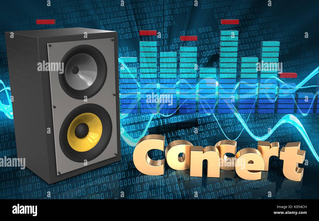 3d illustration of sound system over sound wave digital background with ...