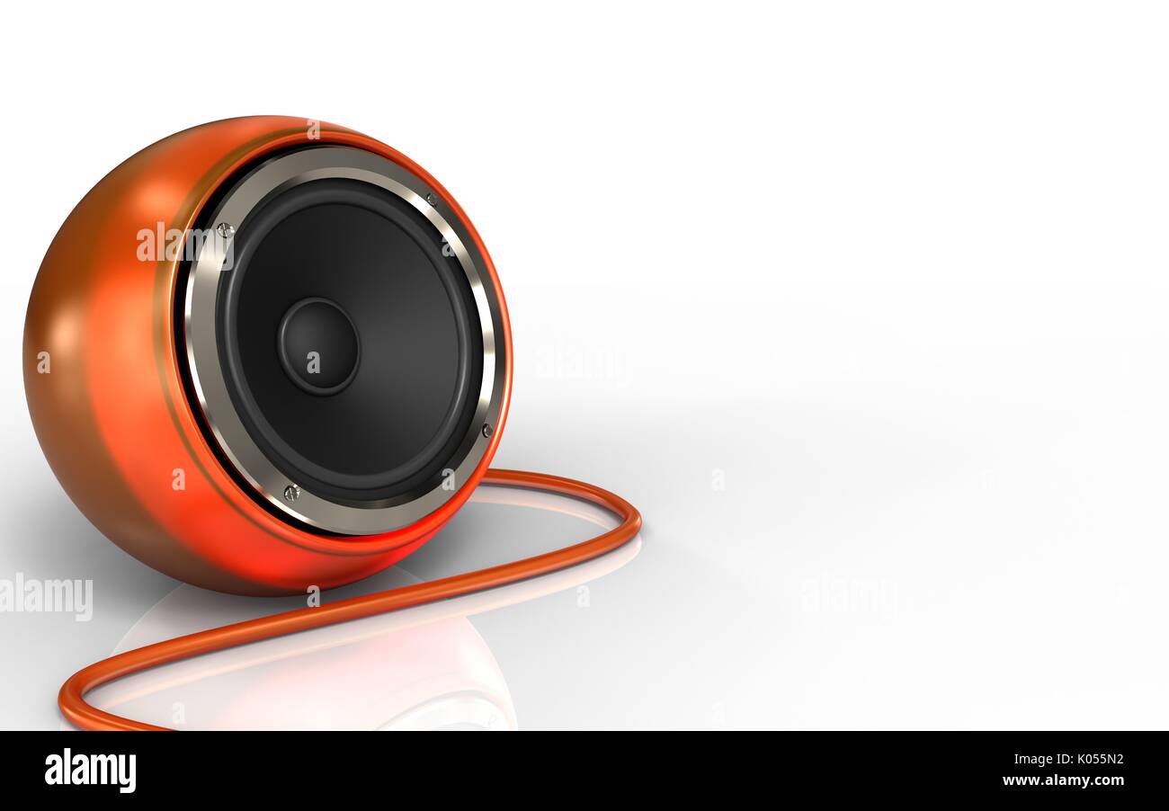 3d illustration of orange speaker over white background Stock Photo - Alamy