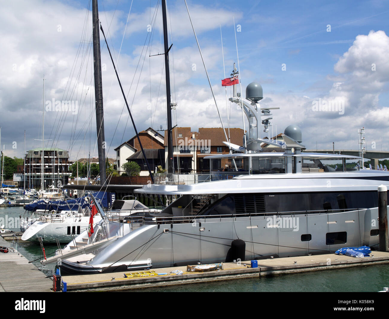 46 metre superyacht Lady May moored at Ocean Village marina ...