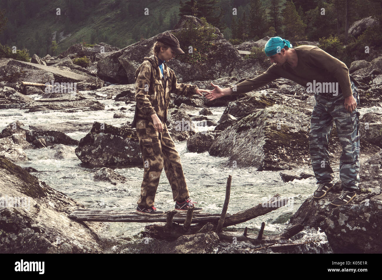 Man walking through rocks hi-res stock photography and images - Alamy