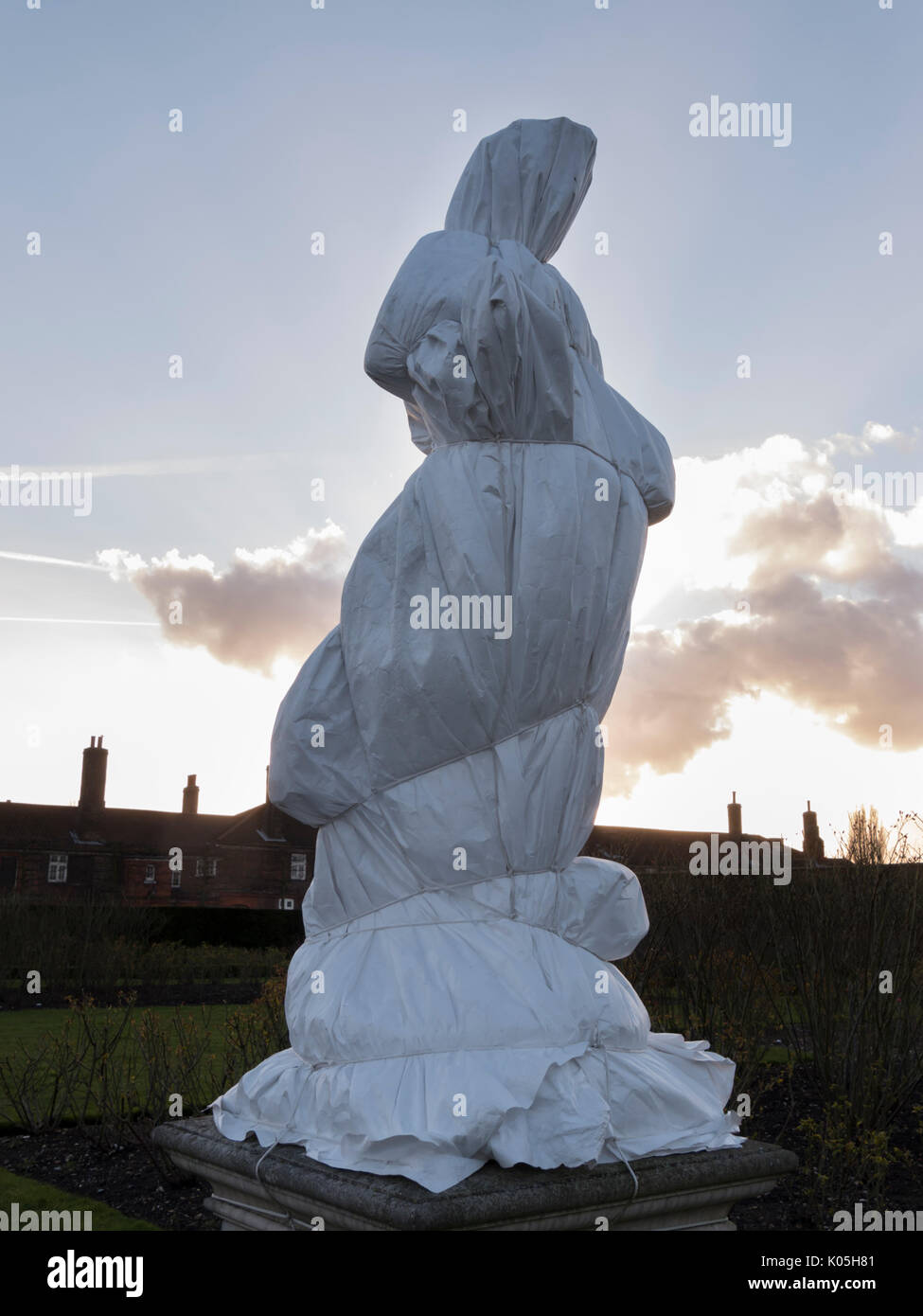 Europe, UK, England, London, Hampton Court wrapped statue Stock Photo ...