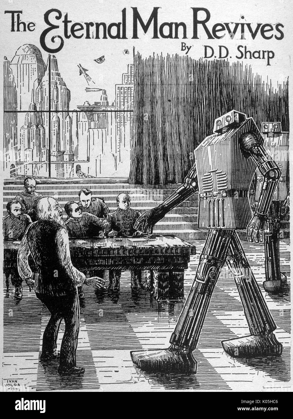 Robot shocks a group of men Stock Photo - Alamy