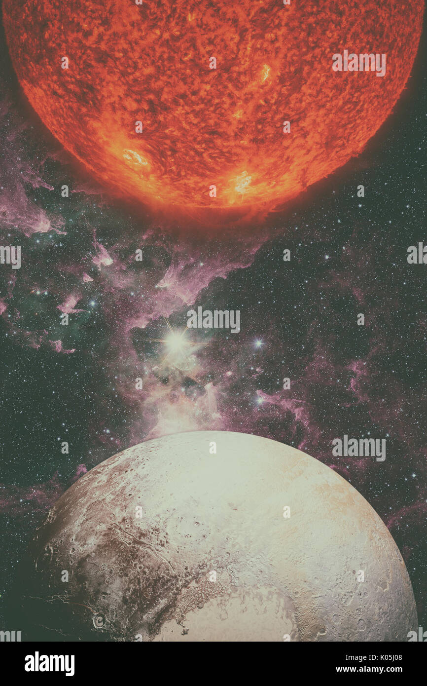 Solar System - Pluto. It is a dwarf planet in the Kuiper belt, a ring ...