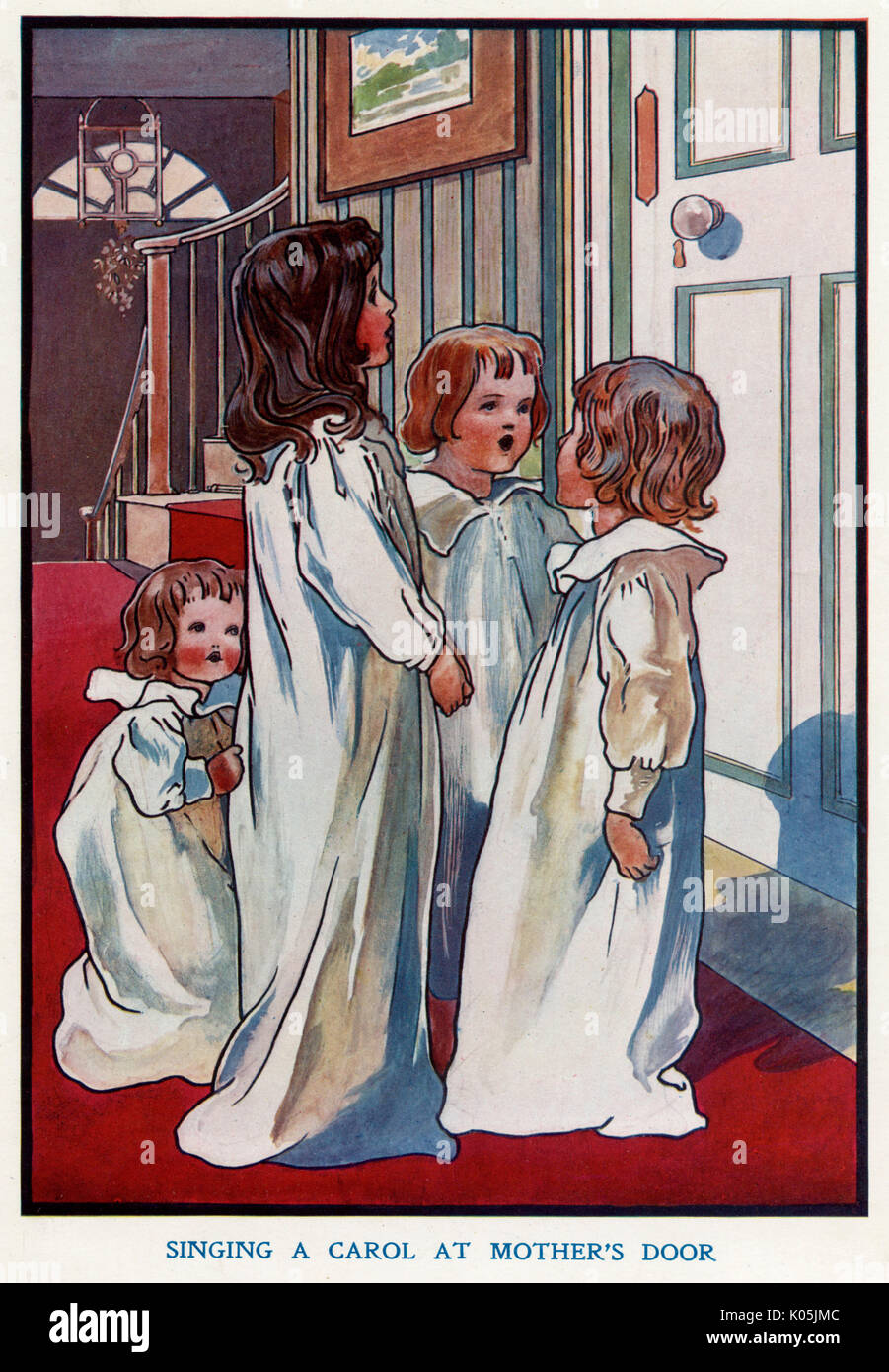 Sining a Carol at Mother's Door by Charles Robinson Stock Photo - Alamy