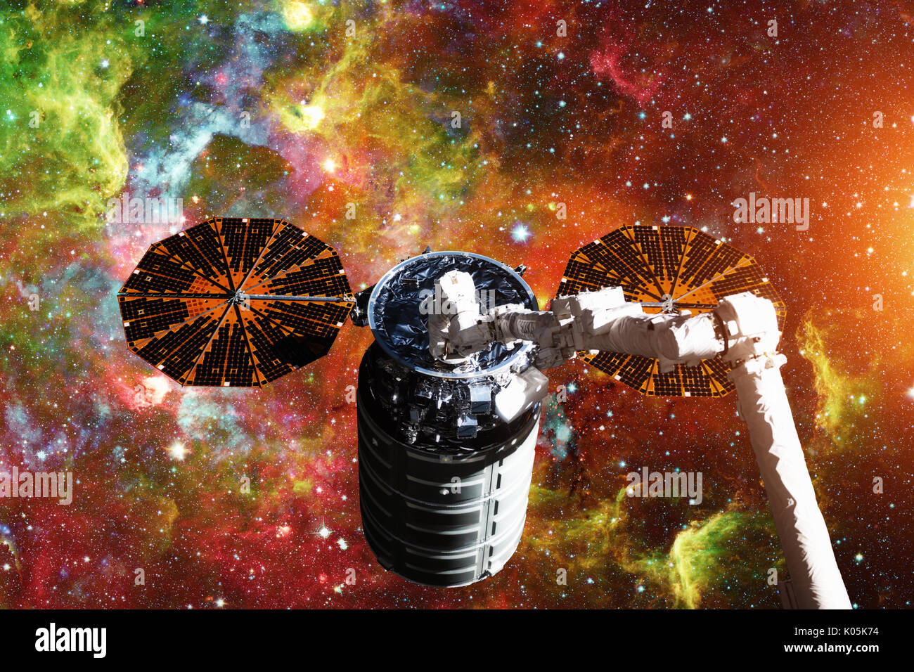 Cargo spacecraft - The Automated Transfer Vehicle over spiral galaxy ...