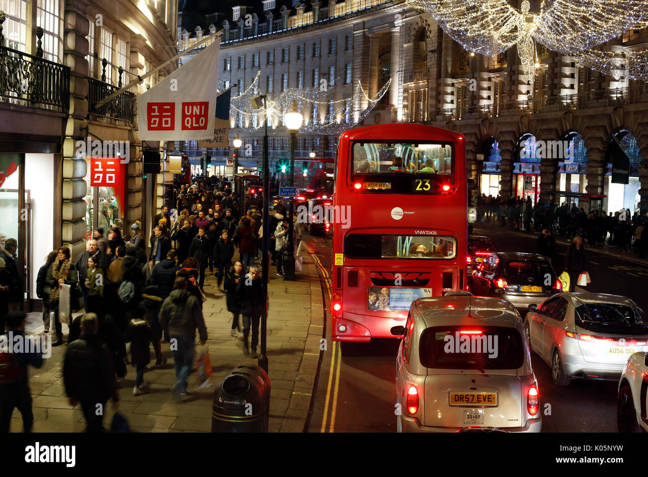 Christmas Lights Display on Regent Street in London. The modern ...