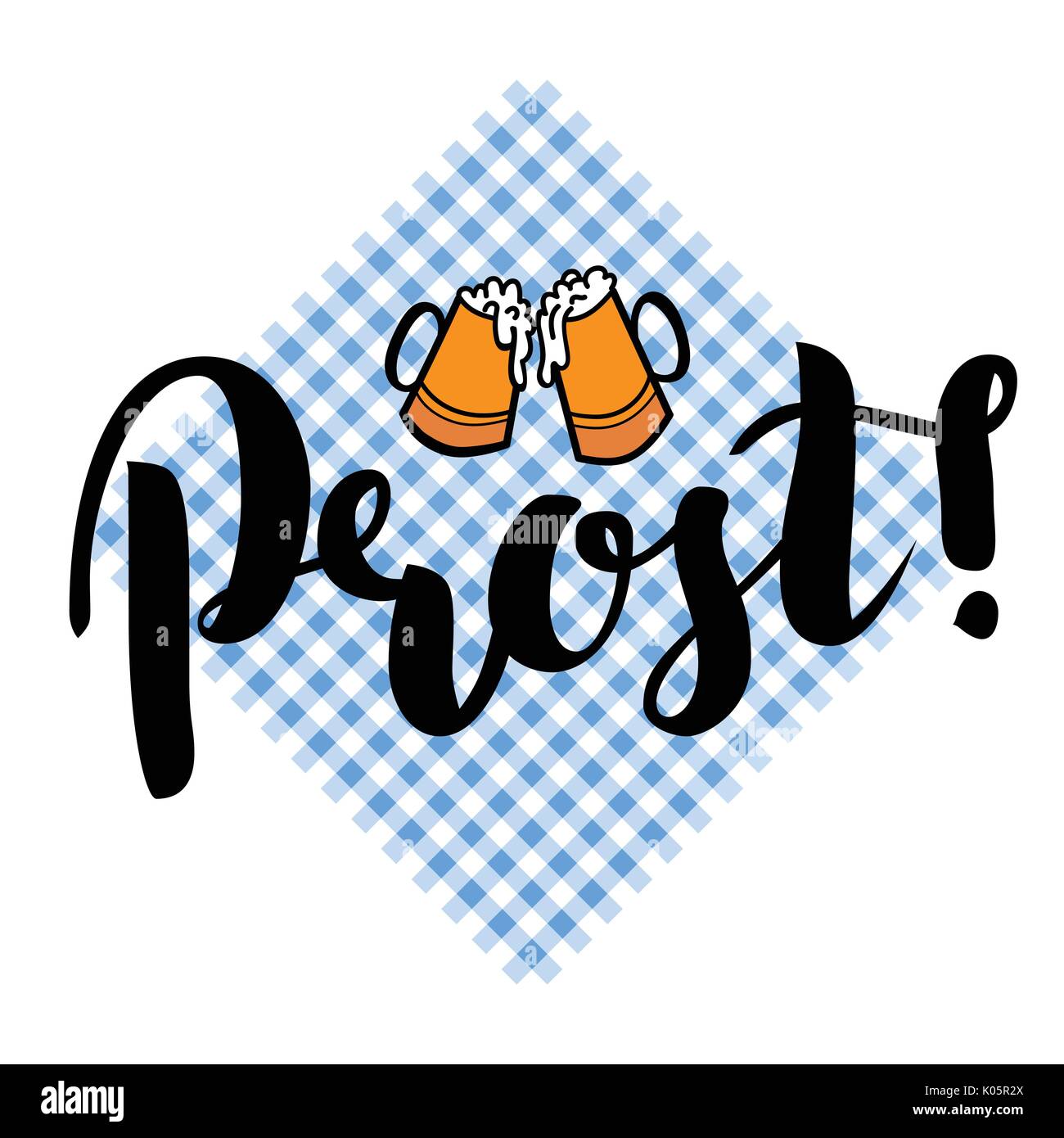 Traditional German Oktoberfest bier festival with text Prost Cheers ...