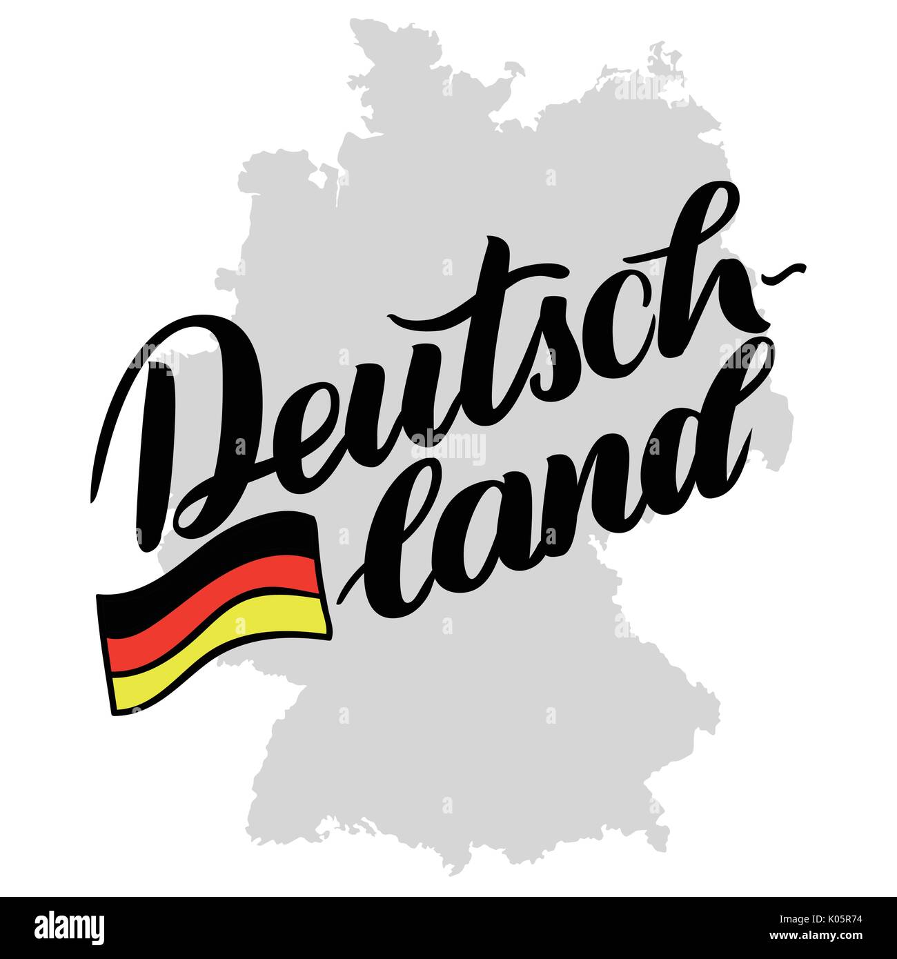 Deutschland hand drawn lettering with flag. Vector lettering ...
