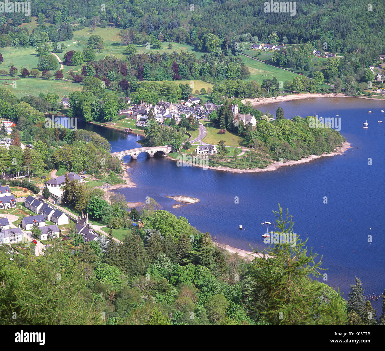 Lovely summer view of Loch Tay and the village of Kenmore from Drummond ...