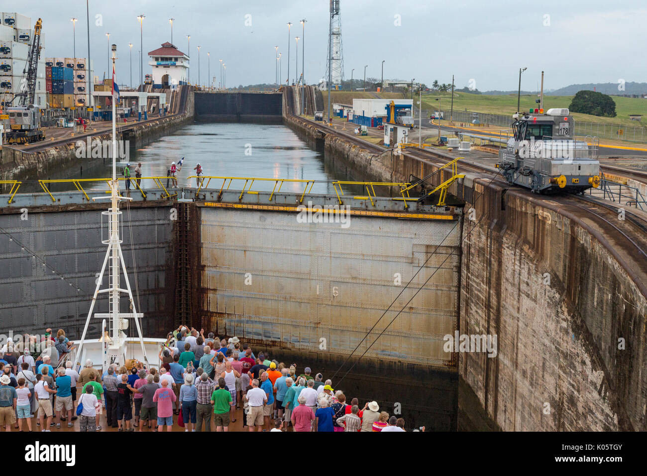 Panama Canal Panama Entering First Lock Caribbean Side Heading Toward Lake Gatun Mule