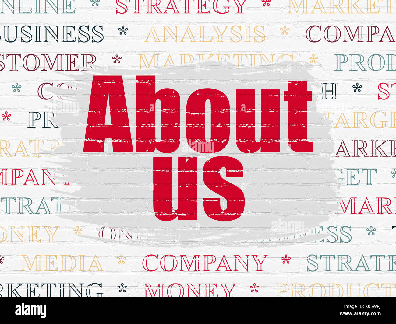 Advertising concept: About Us on wall background Stock Photo - Alamy