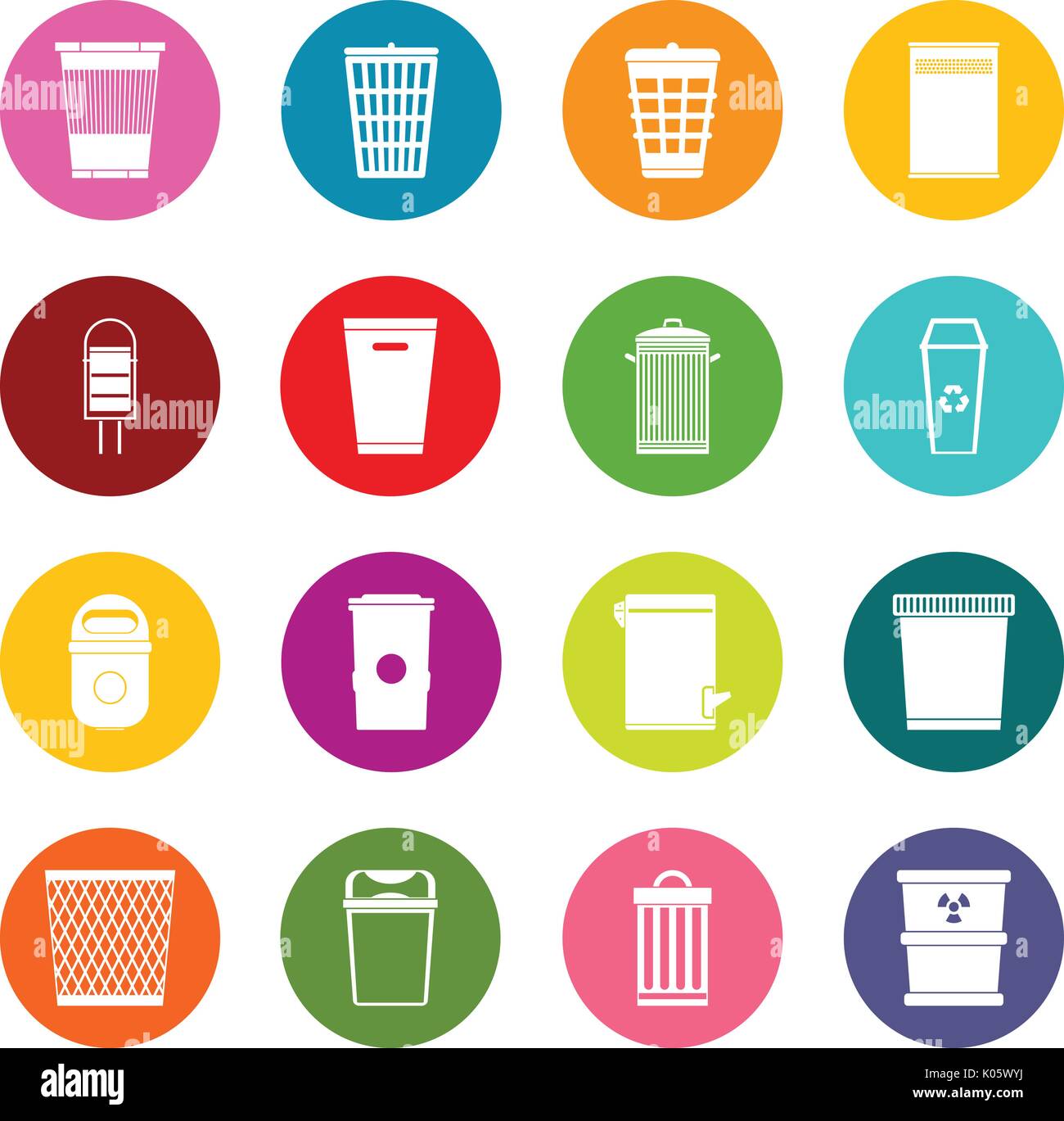 Trash can icons many colors set Stock Vector Image & Art - Alamy