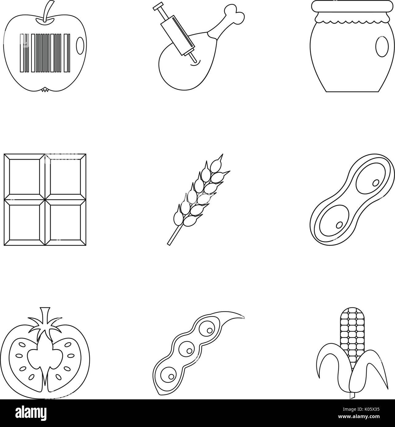 GMO free icon set, outline style Stock Vector Image & Art - Alamy