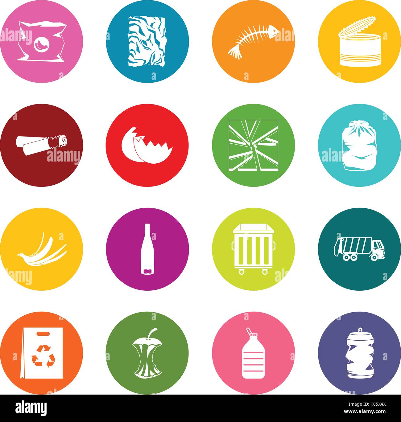 Waste and garbage icons many colors set Stock Vector Image & Art - Alamy