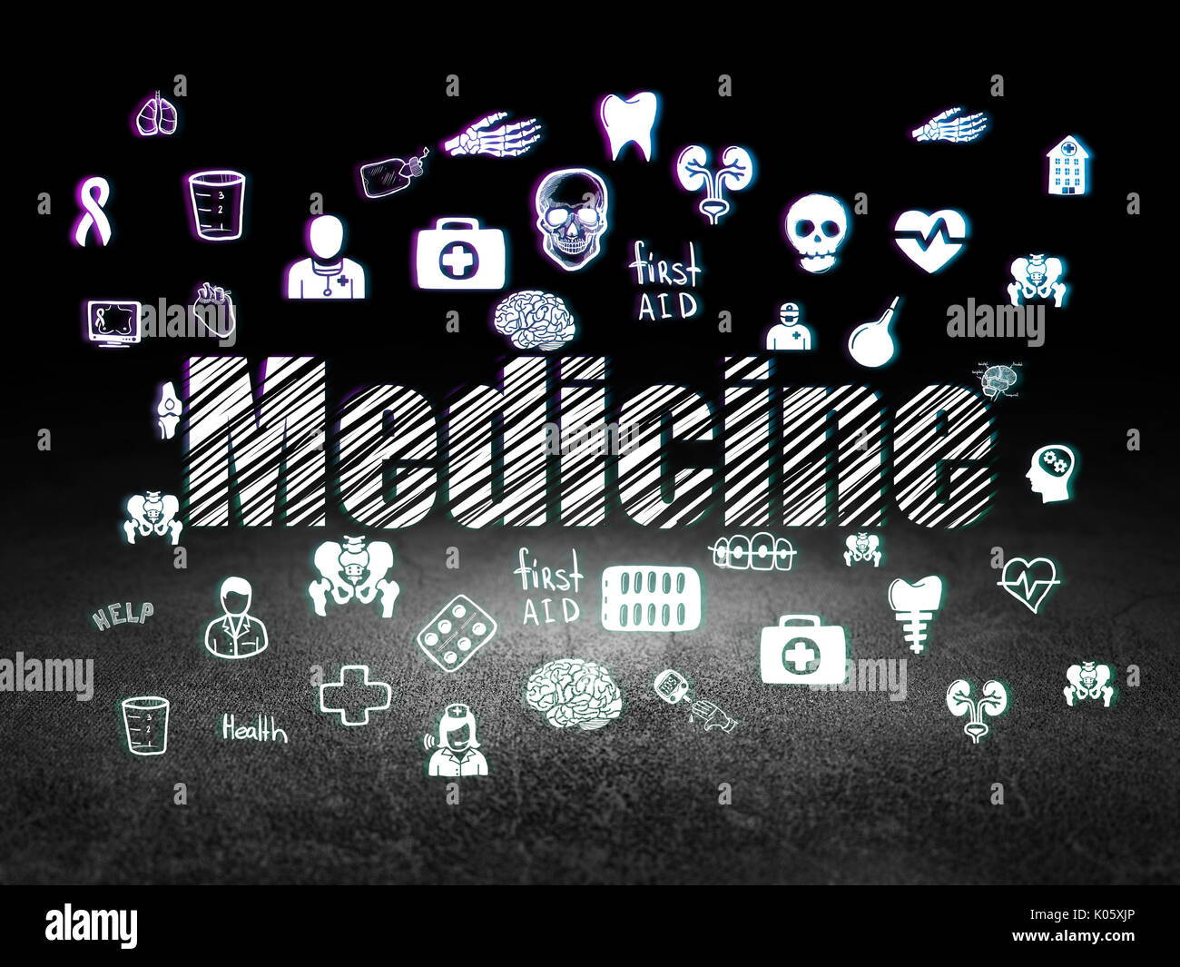 Health concept: Medicine in grunge dark room Stock Photo - Alamy