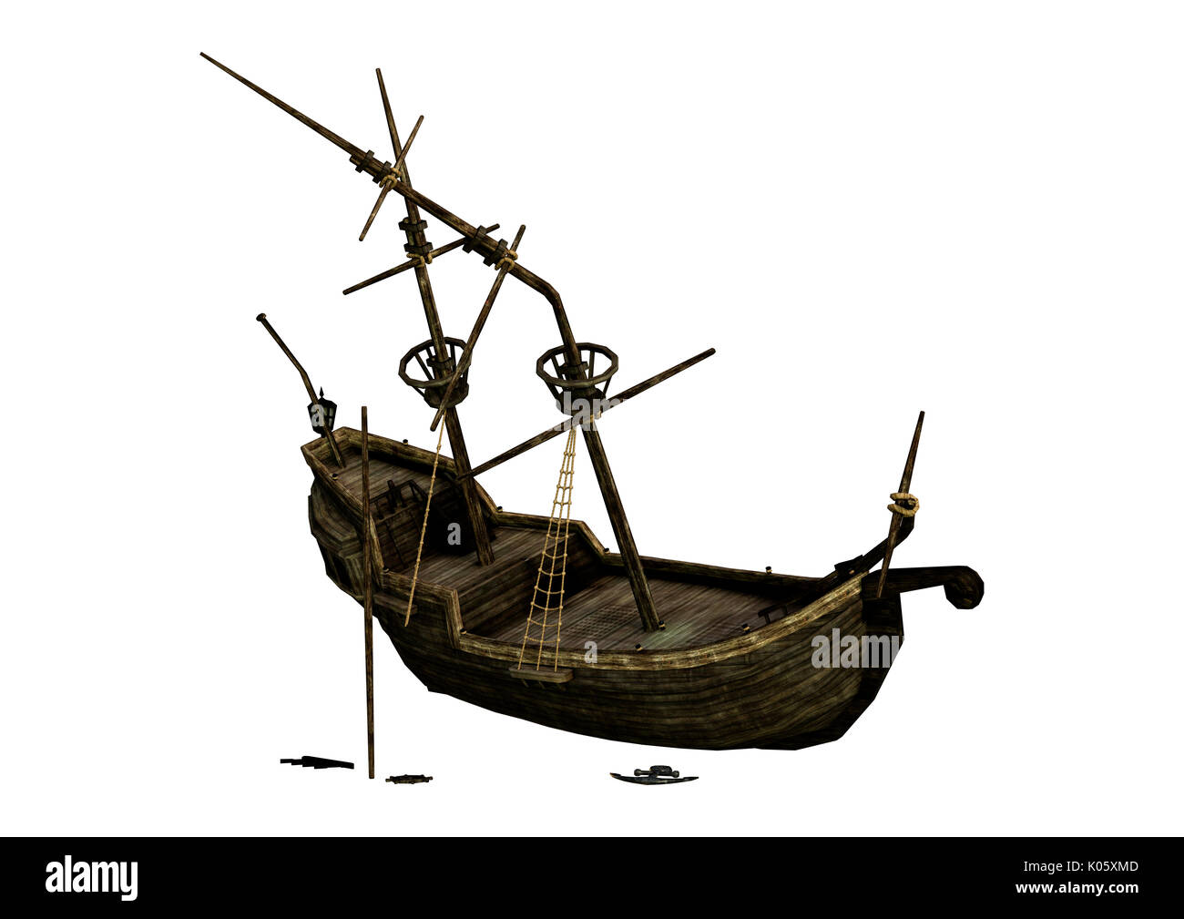 3D rendering of a ship wreck isolated on white background Stock Photo ...
