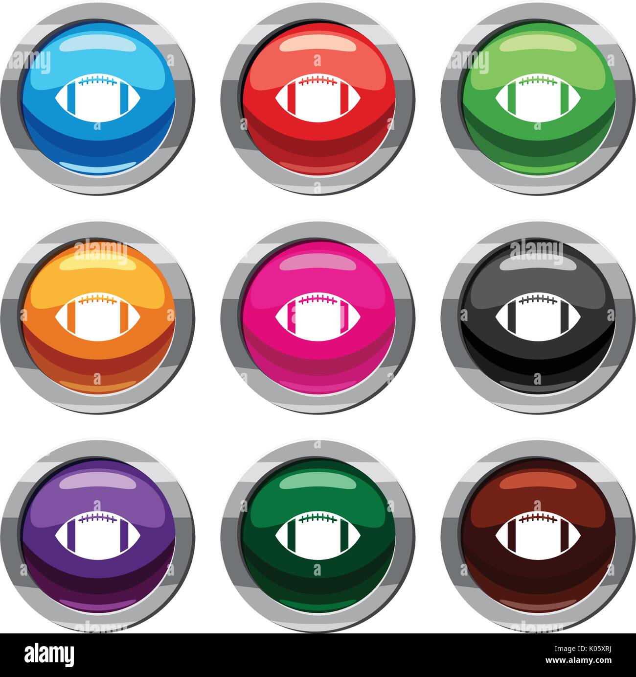 Rugby ball set 9 collection Stock Vector Image & Art - Alamy