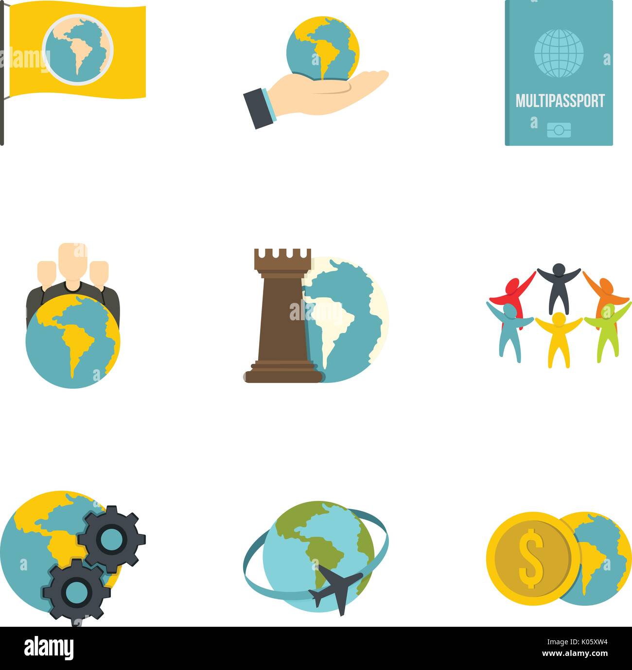 Global communication icon set, flat style Stock Vector Image & Art - Alamy